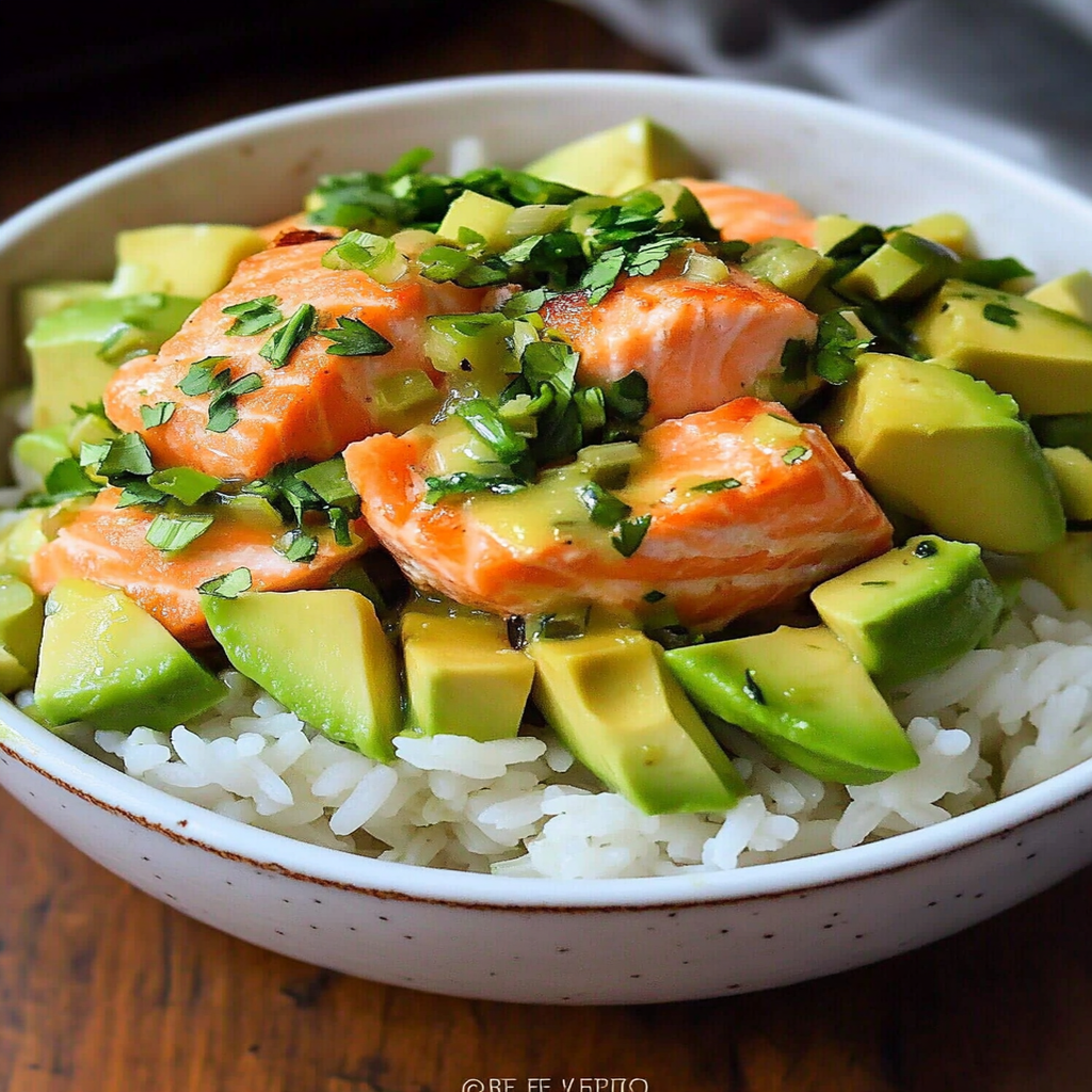 Avocado Salmon Rice Bowl