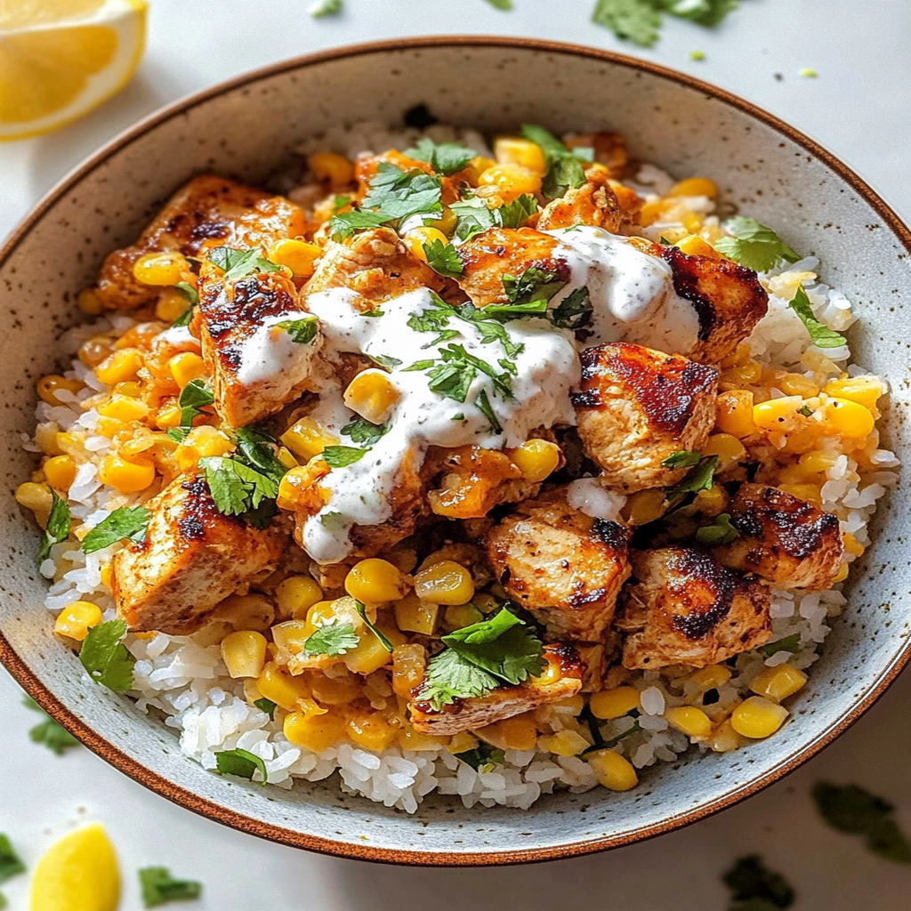Street Corn Chicken Rice Bowl
