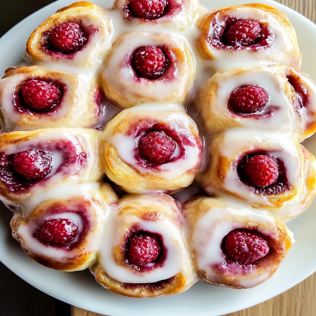 Raspberry Cinnamon Rolls with Lemon Glaze