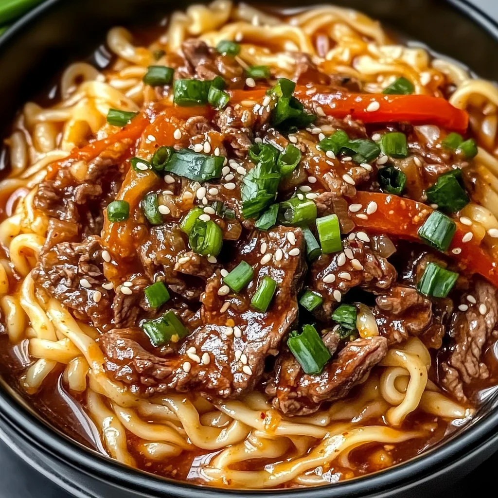 Spicy Korean Gochujang Beef Noodles