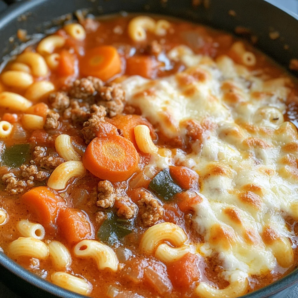 One Pot Beef and Tomato Macaroni Soup