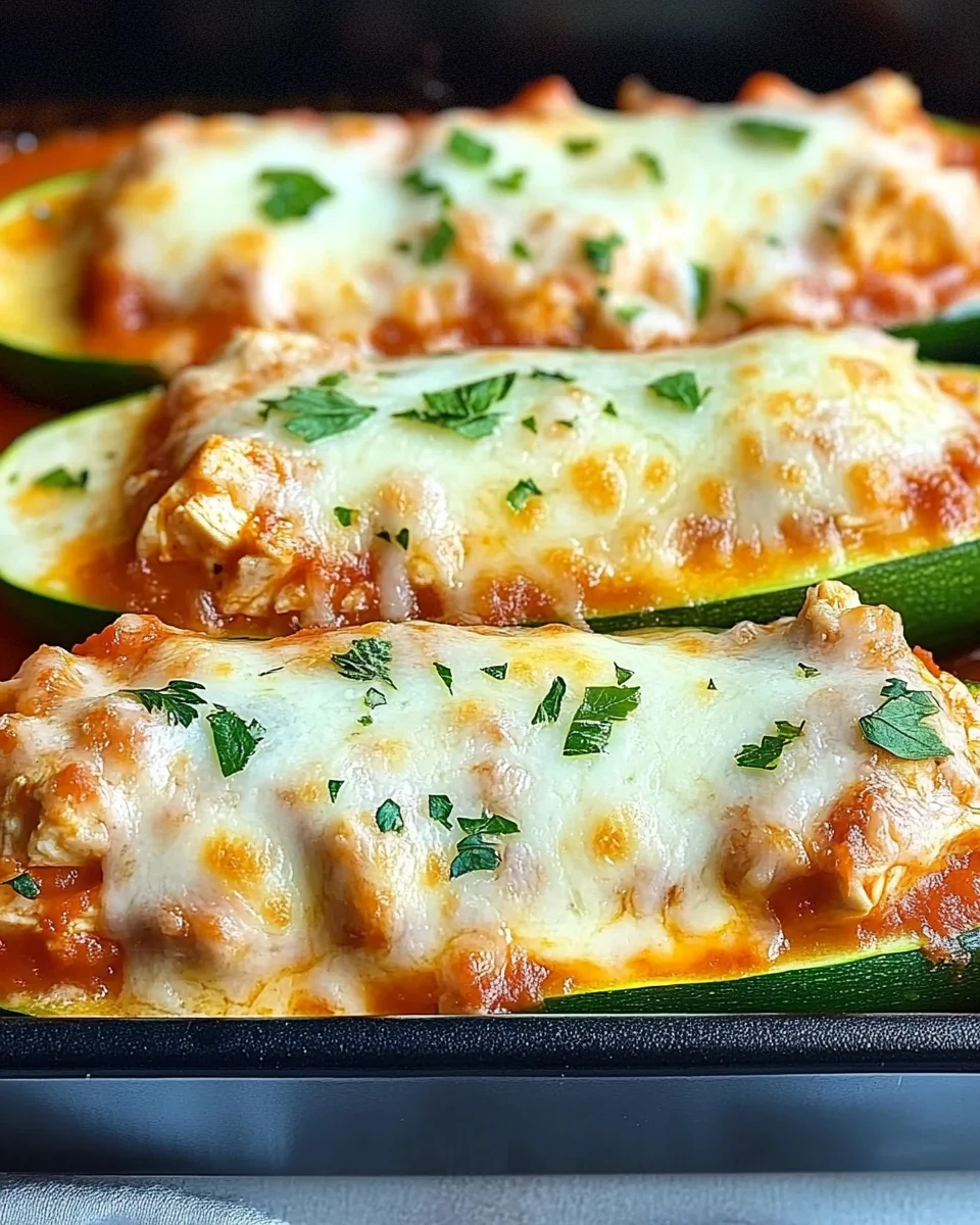 Keto Chicken Parmesan Zucchini Boats