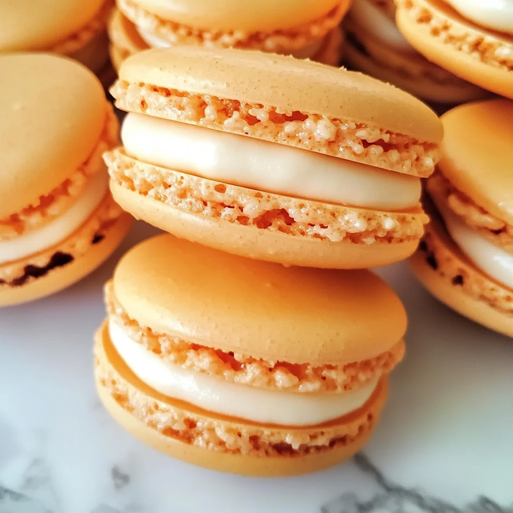 Peach Macarons with Fresh Peaches and Cream