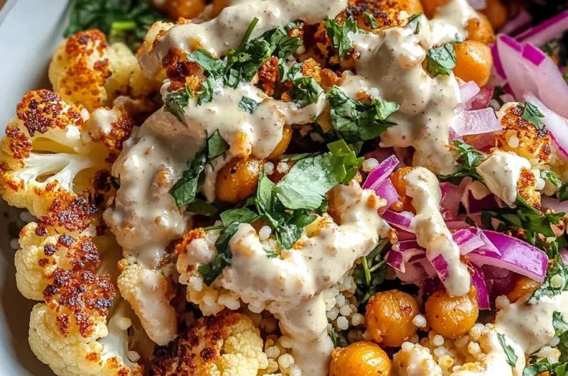 Roasted Cauliflower Salad with Tahini, Chickpeas & Pearl Couscous